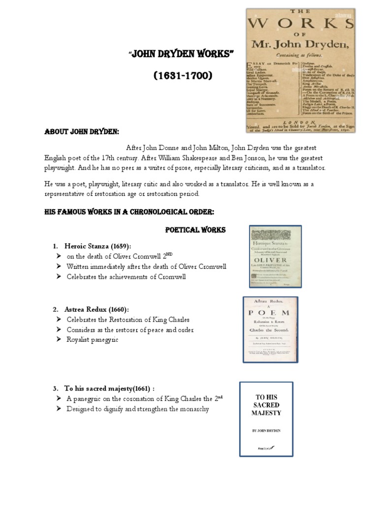John Dryden Works | PDF | John Dryden | Poetry