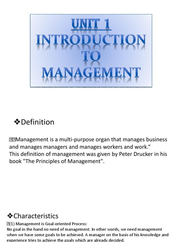 Unit1 Introduction To Management | PDF | Economies | Business