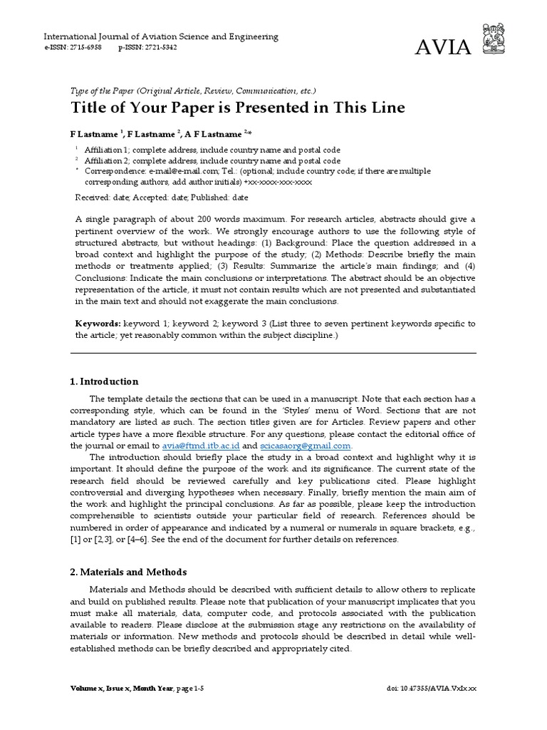 AVIA Template2021 | PDF | Citation | Science