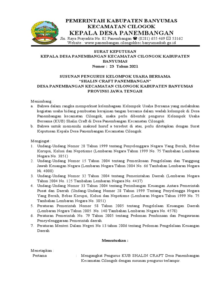 23 SK Pengukuhan Kube Shalin Craft | PDF