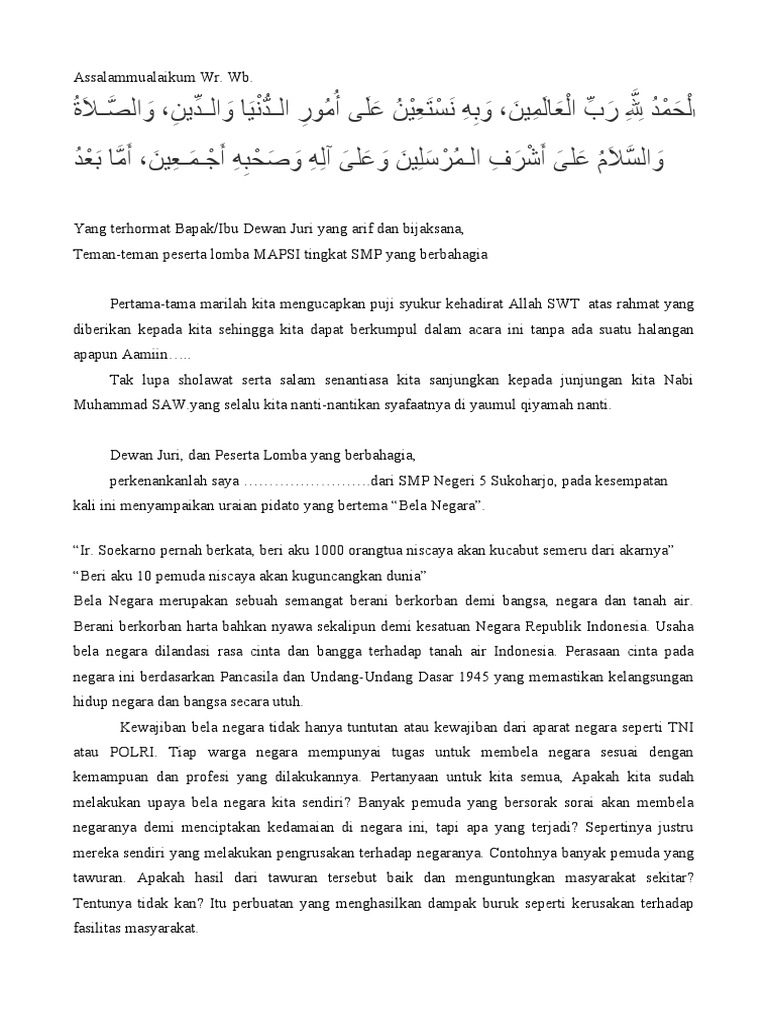 Pidato Mapsi Bela Negara | PDF | Agama & Spiritualitas