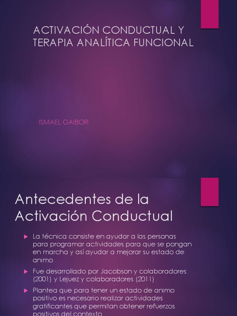 5) Activación Conductual y Terapia Analítica Funcional | PDF ...