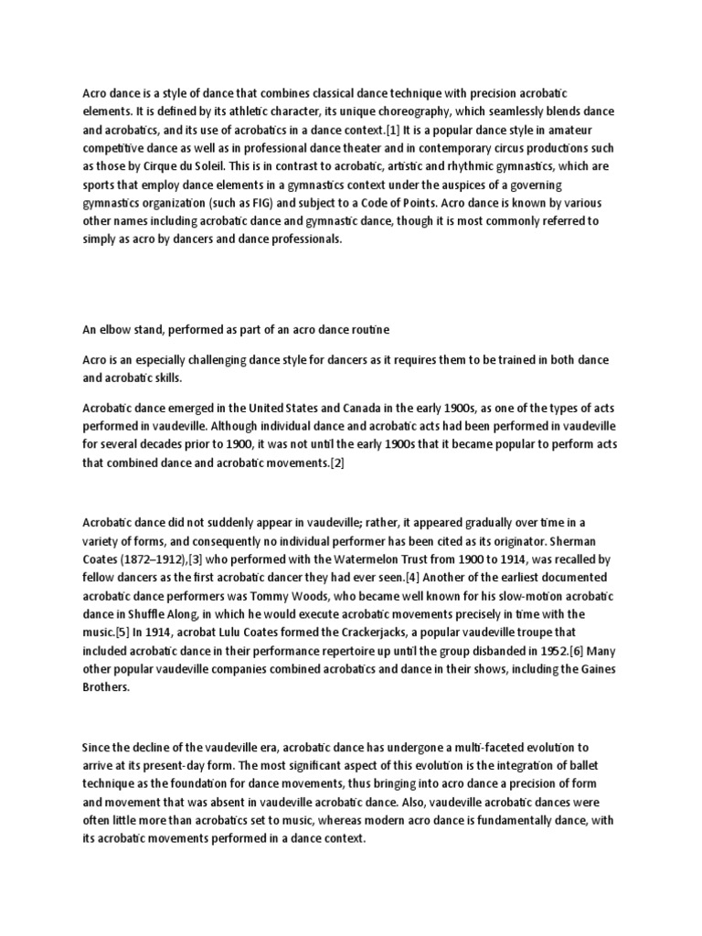 Acro Dance | PDF | Circus Skills | Performing Arts