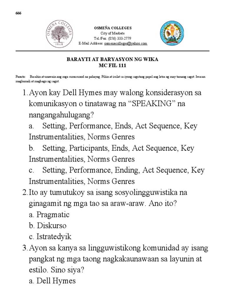 MC Fil 111 | PDF