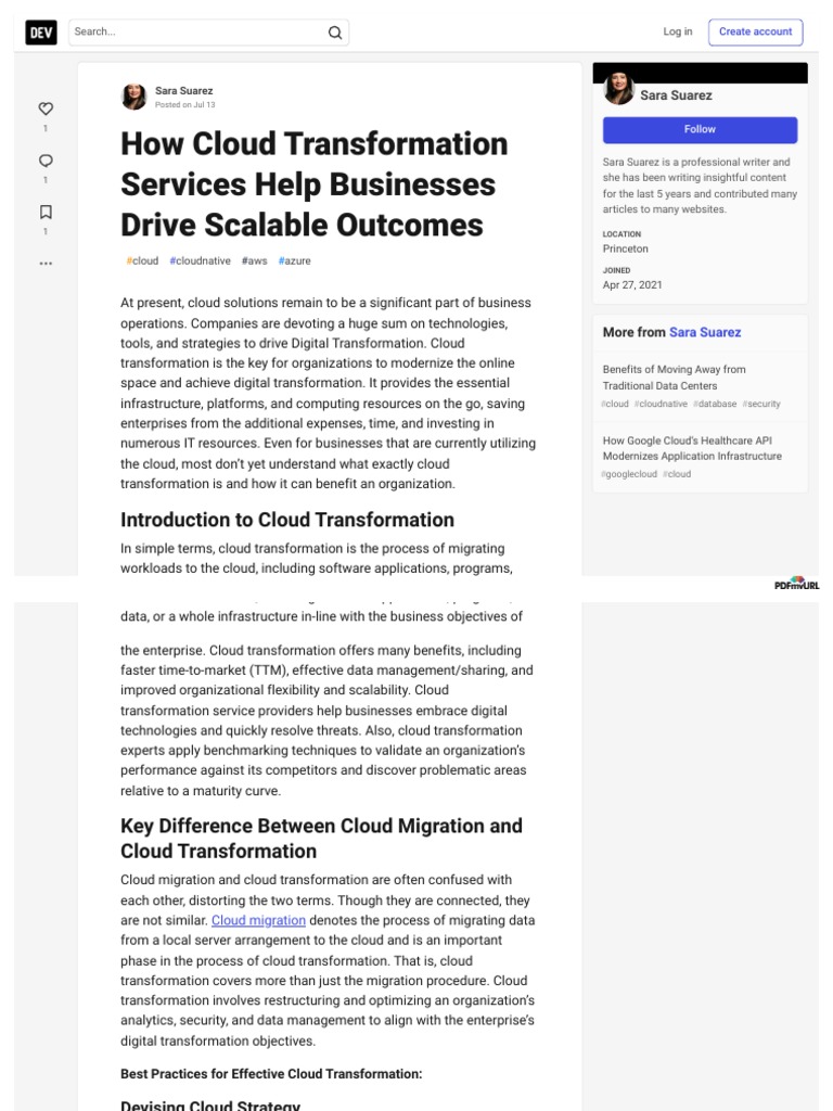 Why Cloud Transformation Is Beneficial For IT Businesses | PDF | Cloud ...