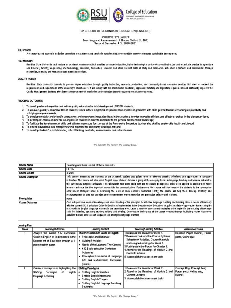 TAM Syllabus | PDF | Teaching Method | Learning