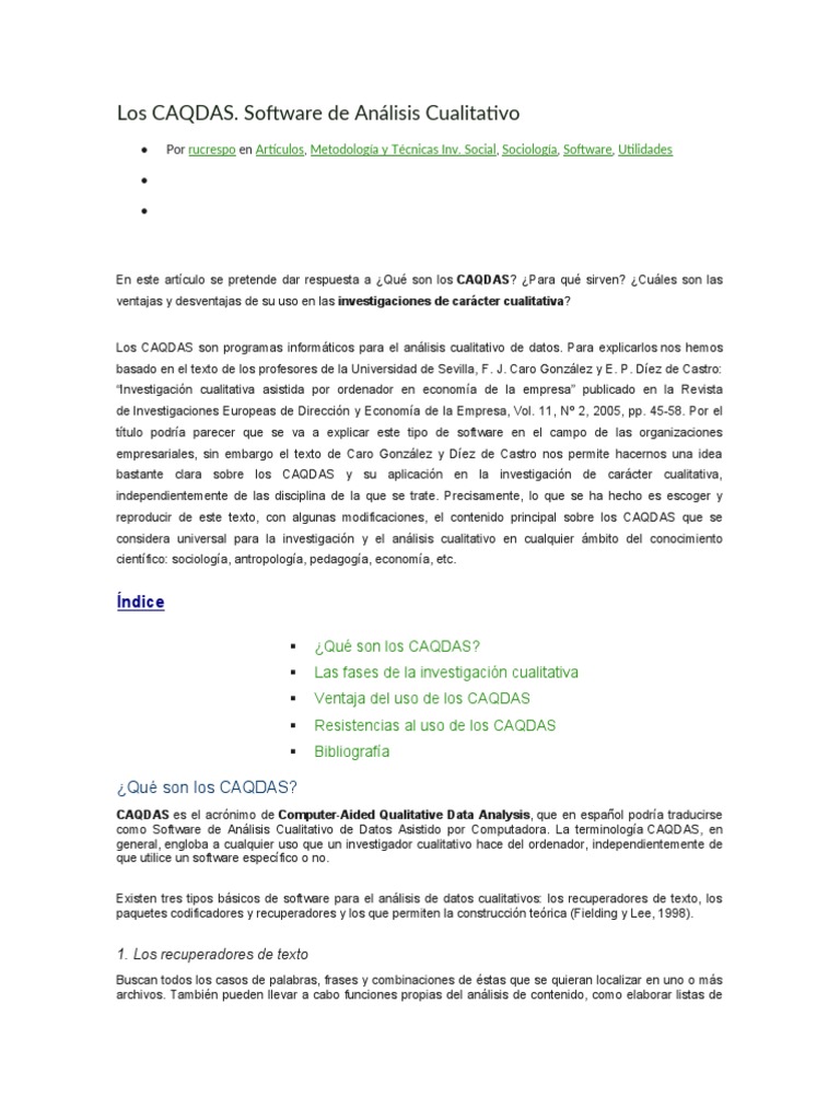 Los CAQDAS | PDF | Software | Información