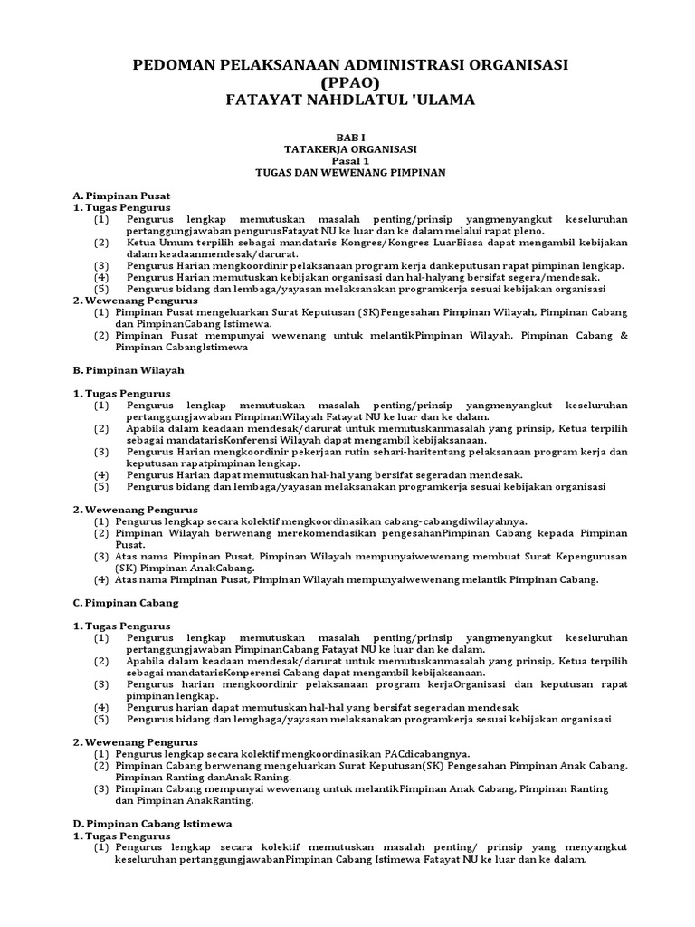 Pedoman Pelaksanaan Administrasi Organisasi Word-1 | PDF