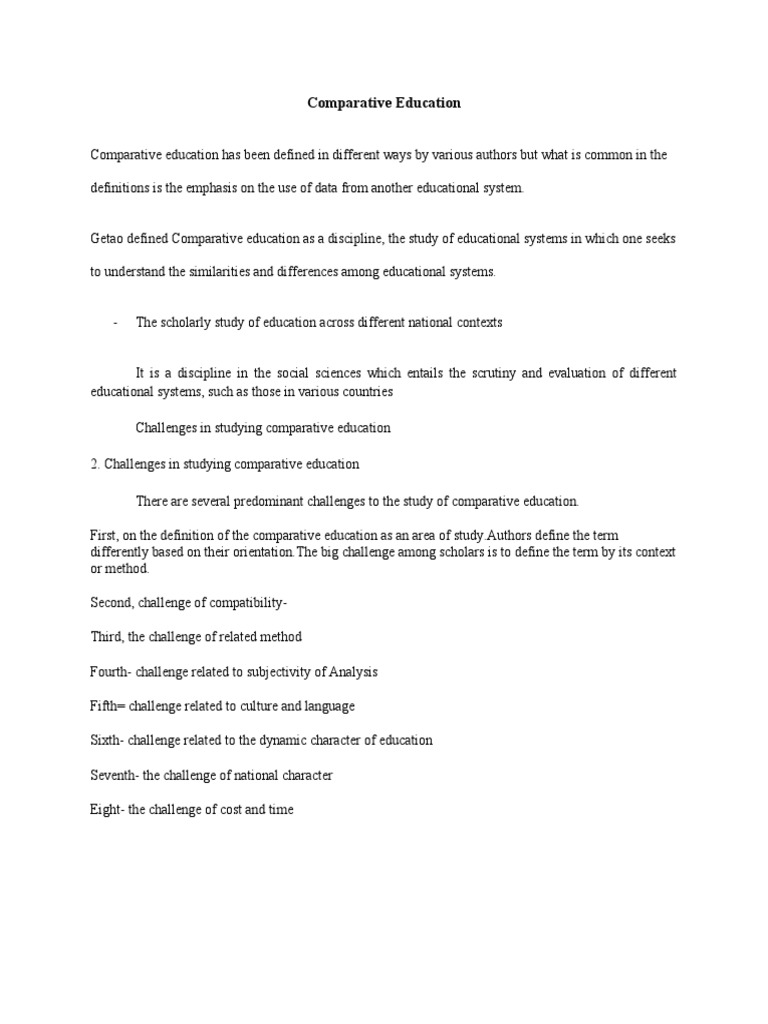 Comparative Education | PDF