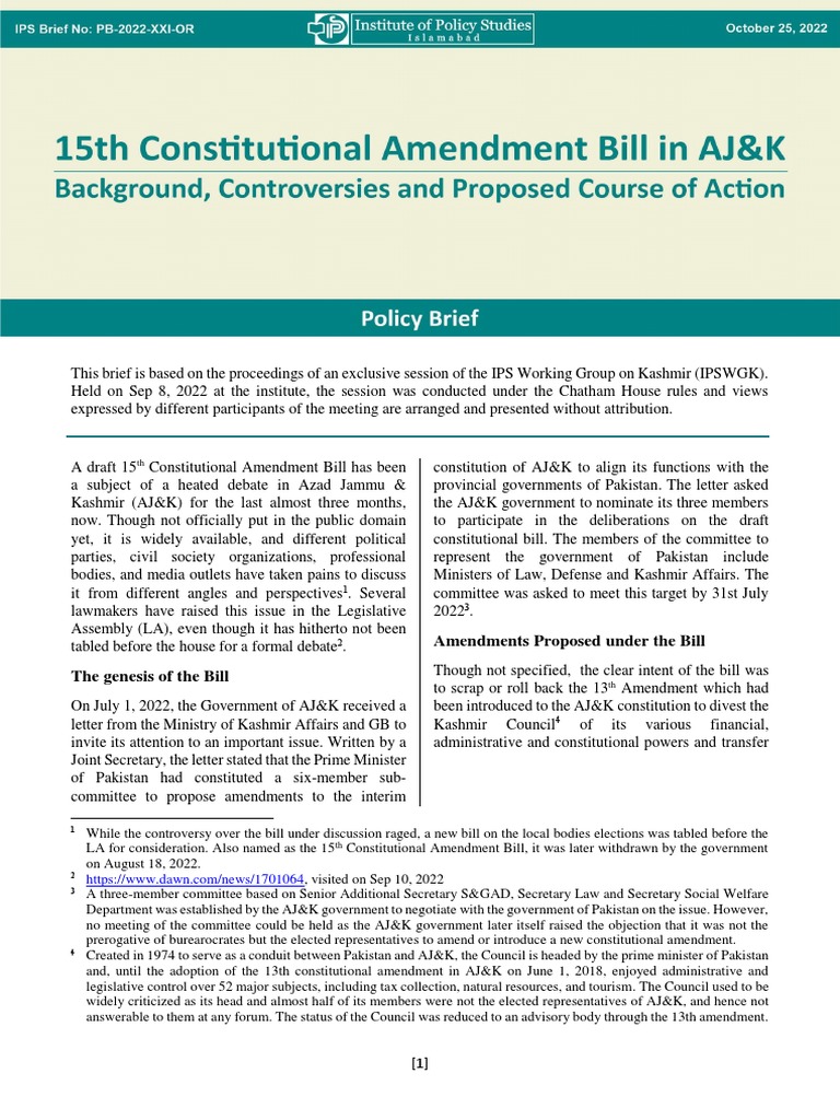 15th Constitutional Amendment Debate in AJ&K | PDF | Bill (Law ...