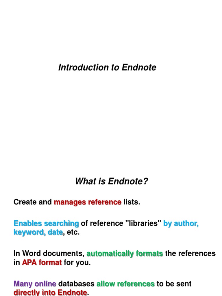 Introduction To Endnote | PDF | Citation | Libraries