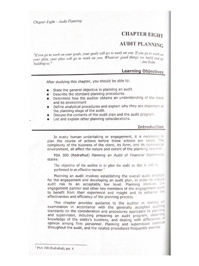 Chapter 8 - Audit Planning | PDF