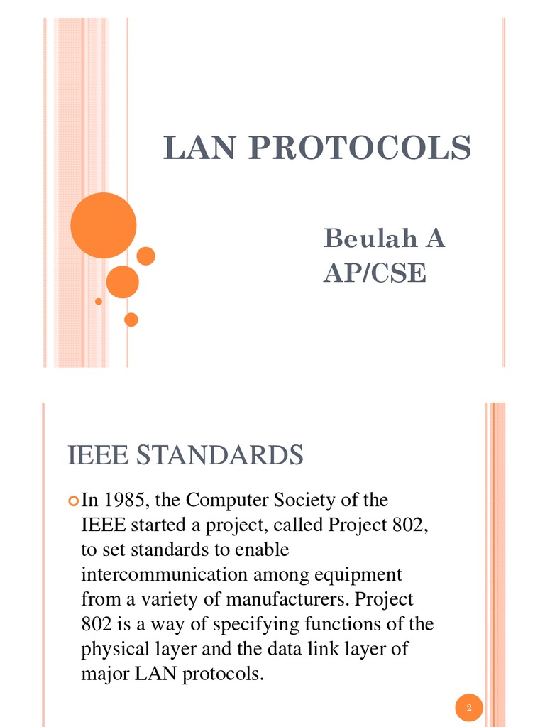 Lan Protocols: Beulah A Ap/Cse | PDF | Ethernet | Channel Access Method
