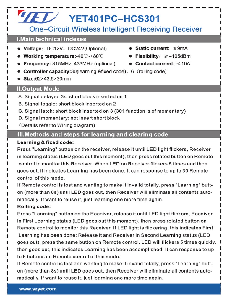 Ad Yet401pc | PDF | Remote Control | Switch