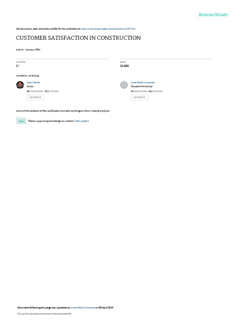 Analysis of Customer Satisfaction Factors in Construction Projects ...