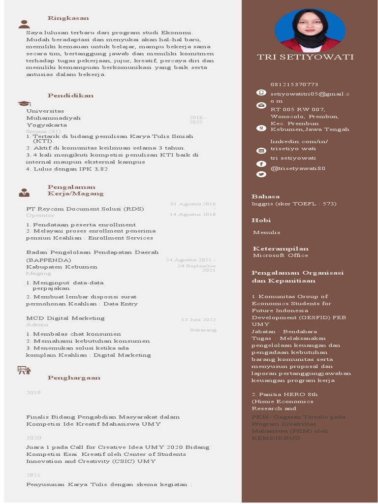 CV - Tri Setiyowati | PDF