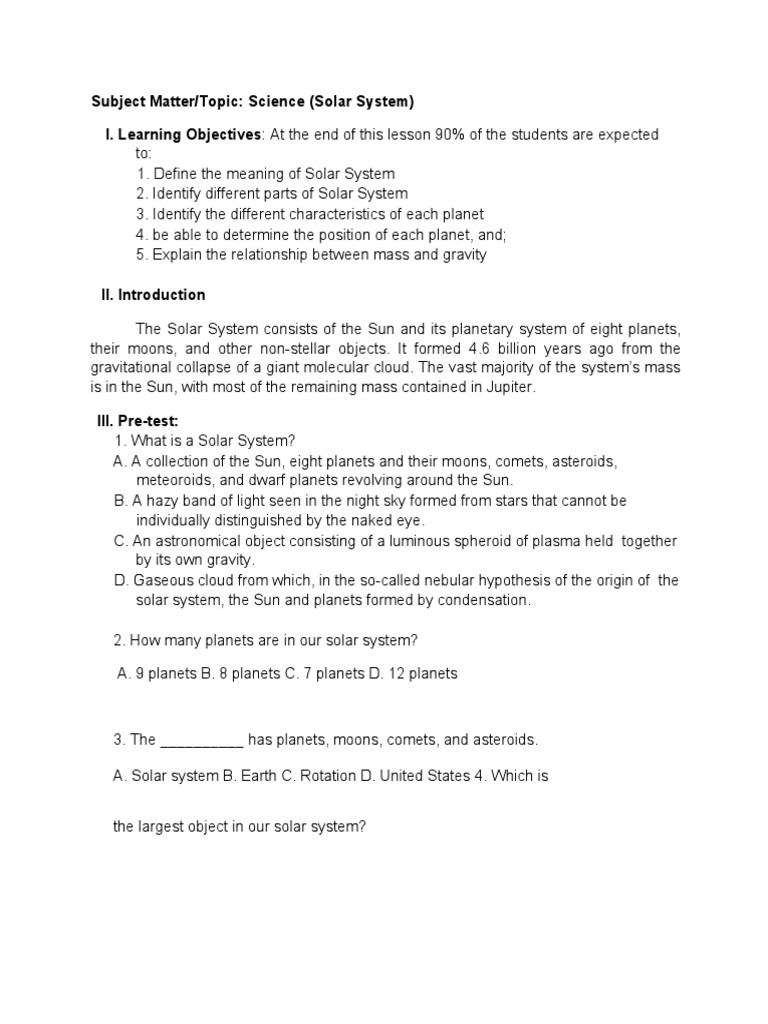 Beed-2a Group1 Lesson-Plan | PDF | Solar System | Planets
