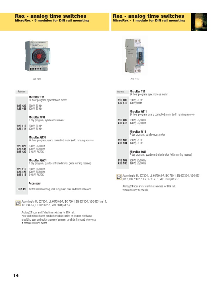 Rex Analog Time Switches | PDF | Switch | Relay