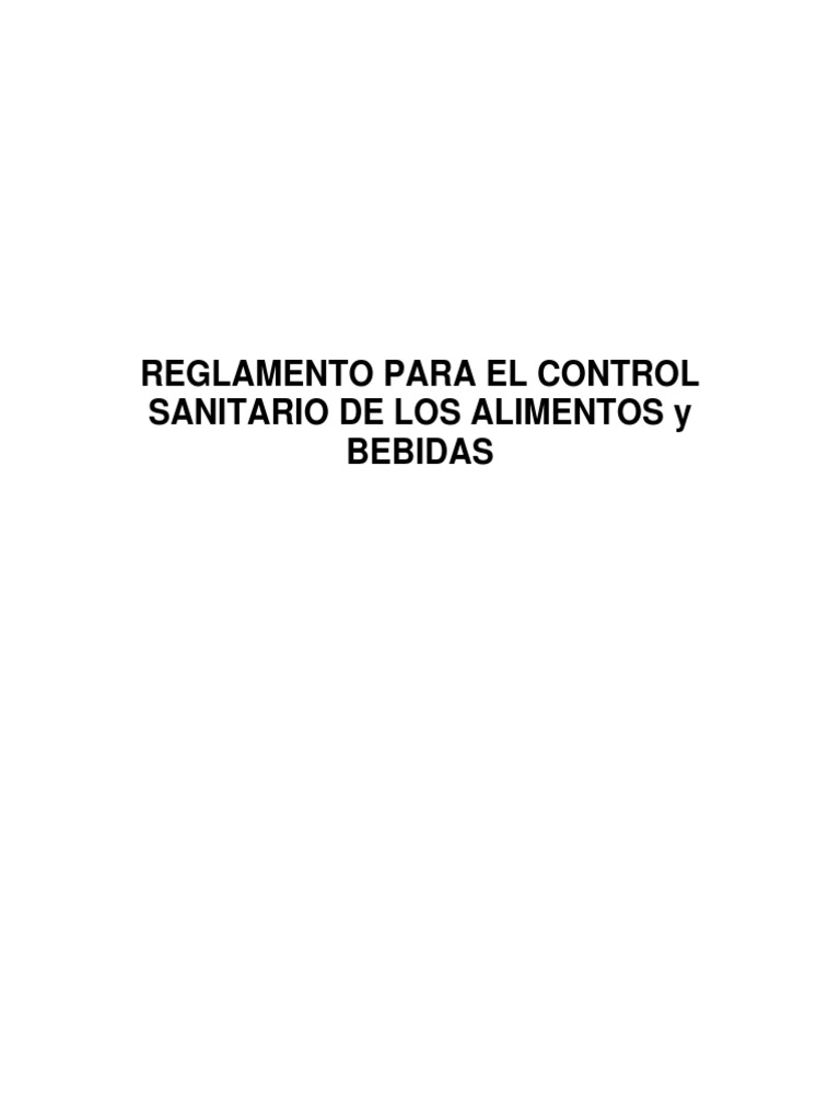 Reglamento para El Control Sanitario de Los Alimentos | PDF | Alimentos | Regulación