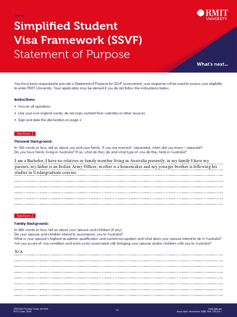 SSVF Statement of Purpose Sop - (FINAL) | PDF | Australia