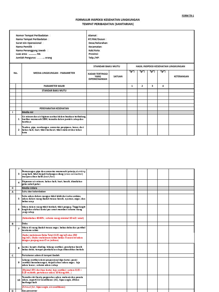 Form IKL Tempat Ibadah | PDF