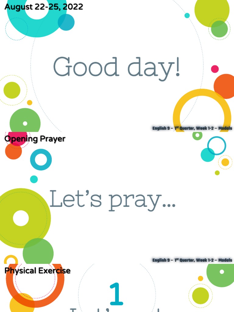 Grade 9 - English - Quarter 1 - Week 1 2 - Modals | PDF | English ...