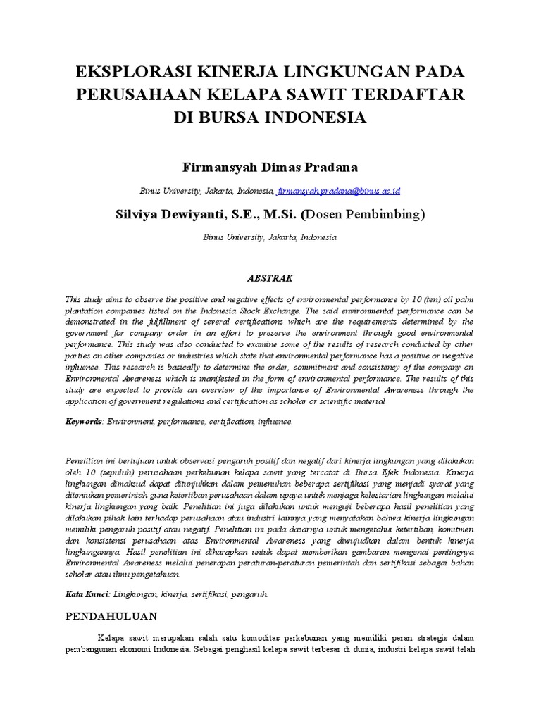 Firmansyah Dimas Pradana 2101677702 Working Paper Final | PDF | Bisnis