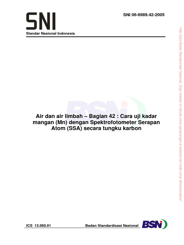 Uji Kadar Mangan dalam Air SNI 6989.5 | PDF | Sains & Matematika ...