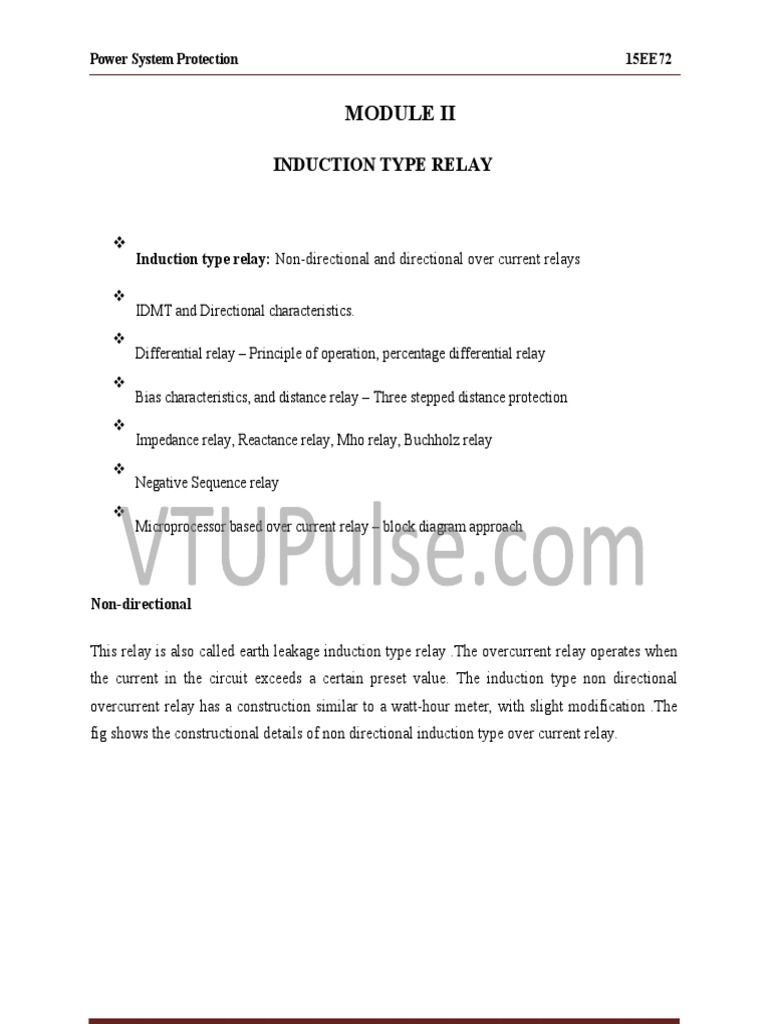 Induction Type Relay: Non-Directional and Directional Over Current ...