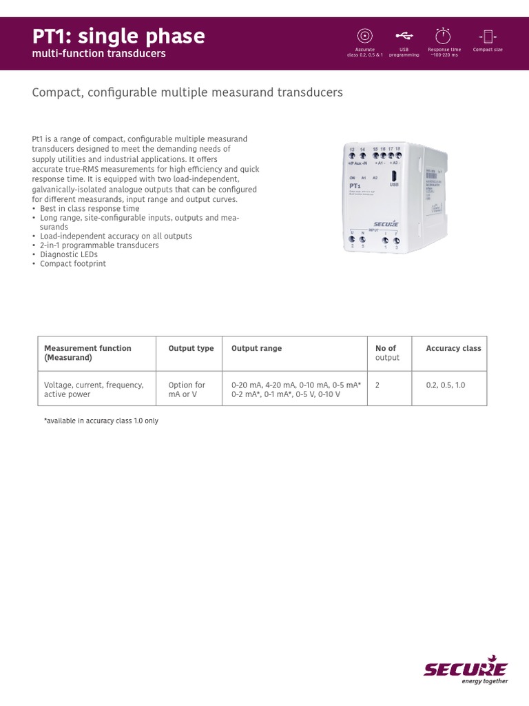 PT1 Multi Function Transducer | PDF | Electricity | Electrical Engineering