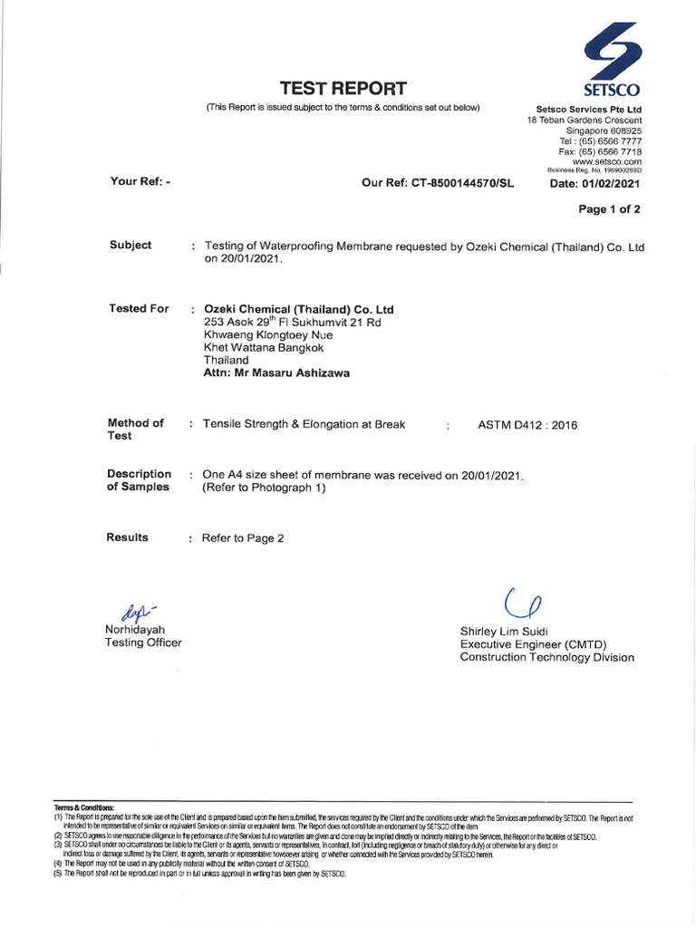 (PARATEX TH B Method) - CT-8500144570 Ozeki Chemical | PDF