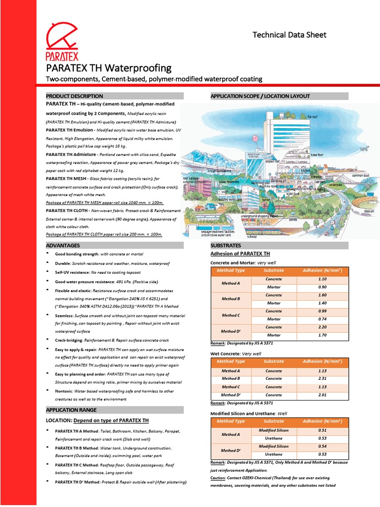 PARATEX TH Waterproofing: Two-Components, Cement-Based, Polymer ...