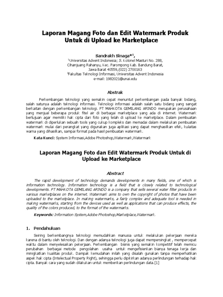 Laporan Magang Foto Dan Edit Watermark Produk Untuk Di Upload Ke ...