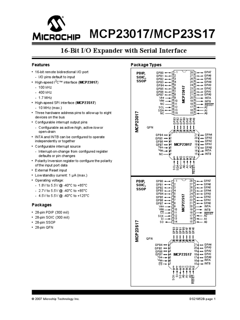 MCP23517 e | PDF | Manufactured Goods | Computer Architecture