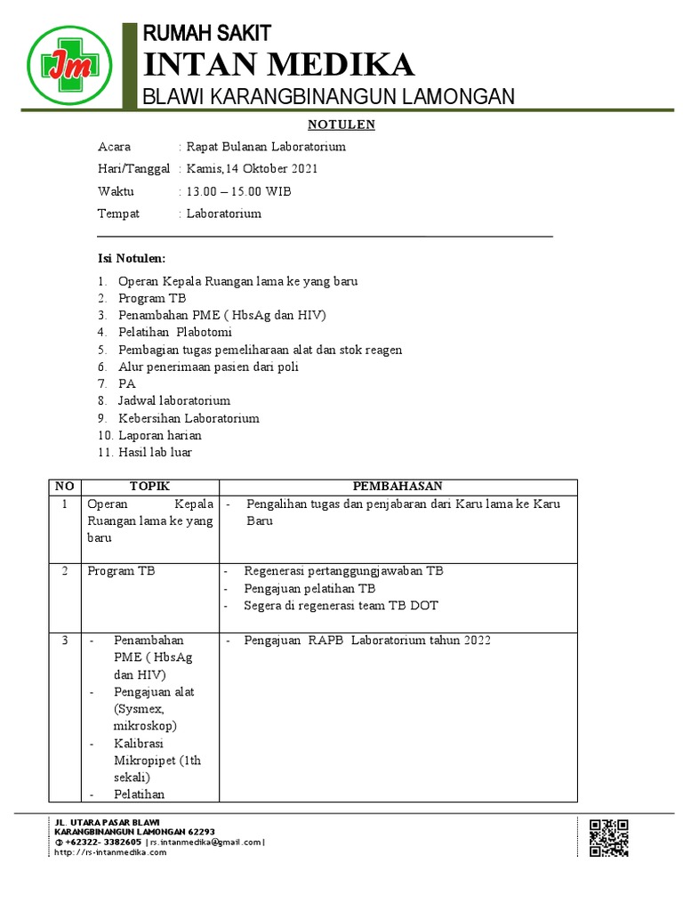 Contoh Notulen Rapat | PDF