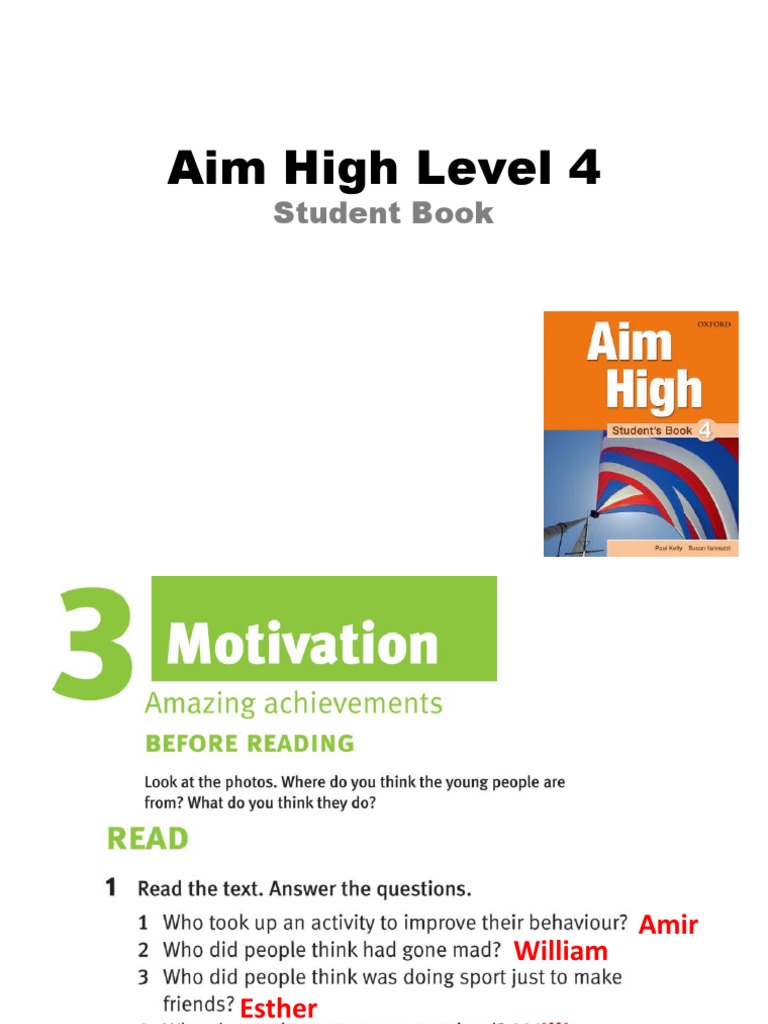 Aim High 4 Unit 3 Answers | PDF | Motivation | Motivational