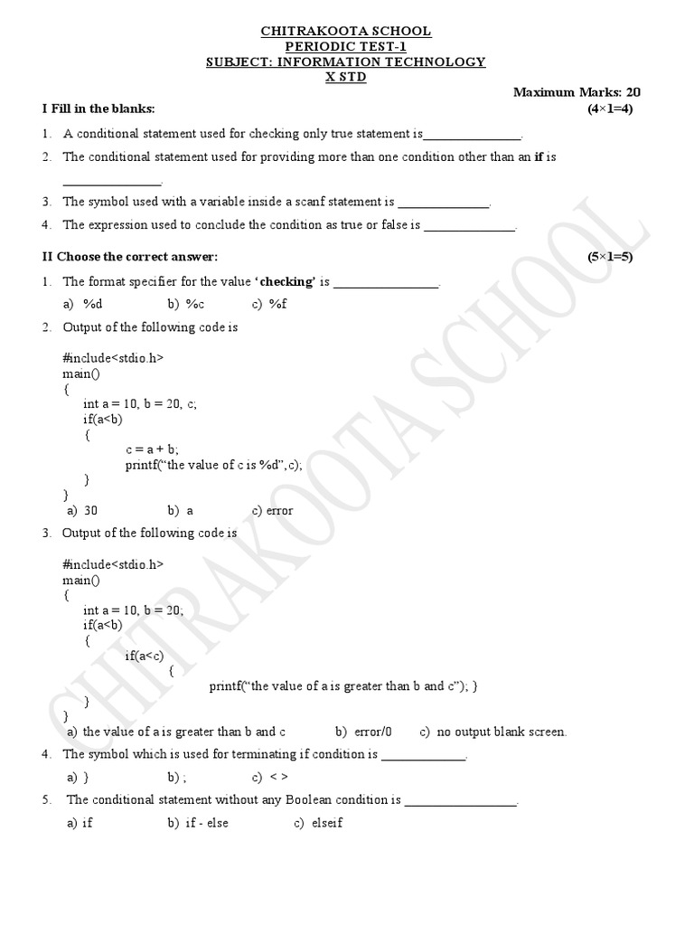 10th IT PT - 2 QP | PDF | Computer Program | Programming