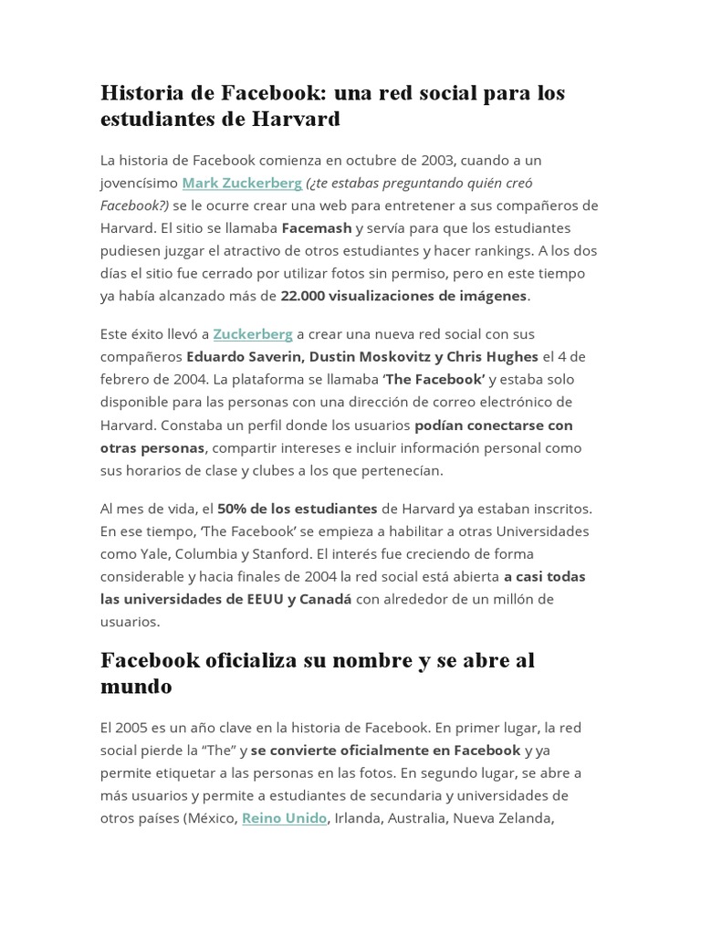 Historia de Facebook | PDF | Facebook