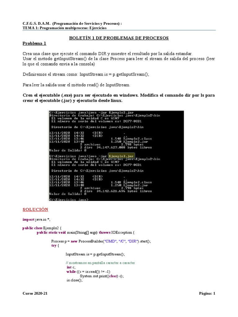 SOLUCION Boletín 3 Programación Multiproceso | PDF | Java (lenguaje de programación) | Programa ...