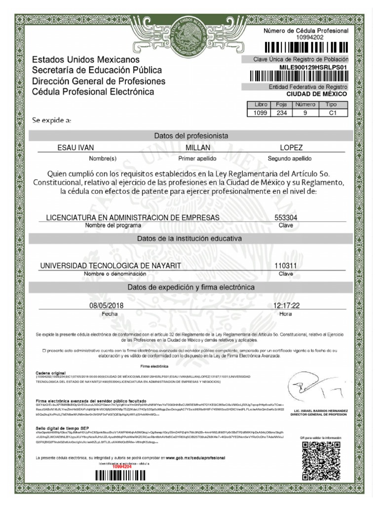 Cedula Ivan Millan | PDF