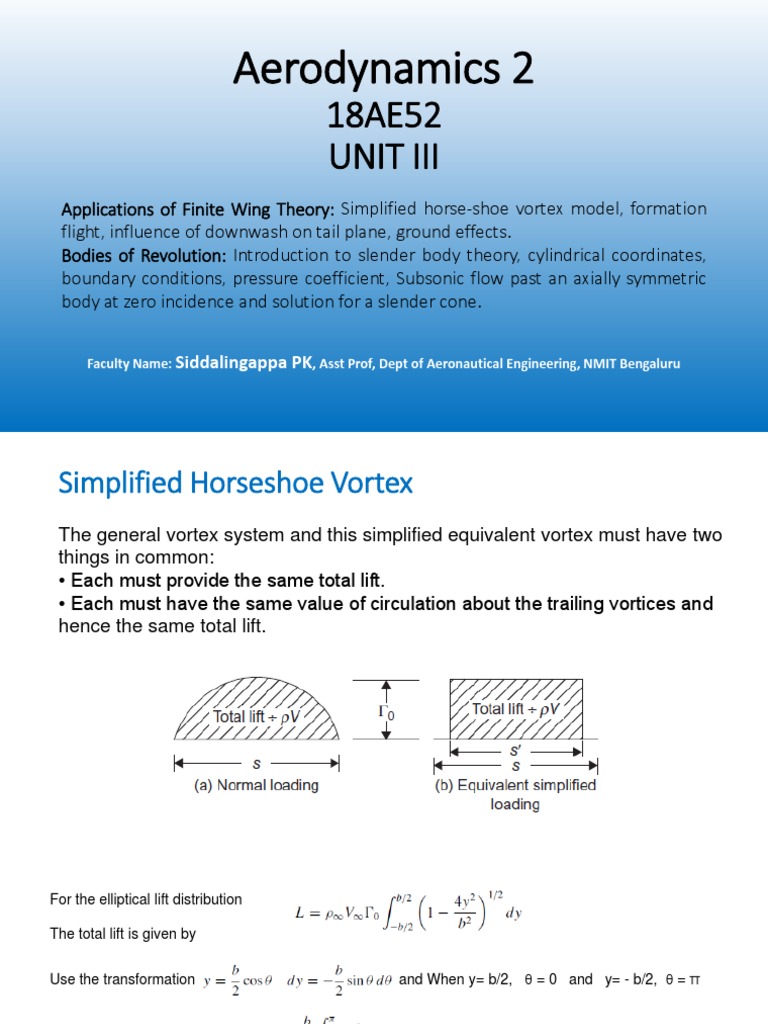Aerodynamics II Unit 3 Notes (Part 1 | PDF | Lift (Force) | Vortices