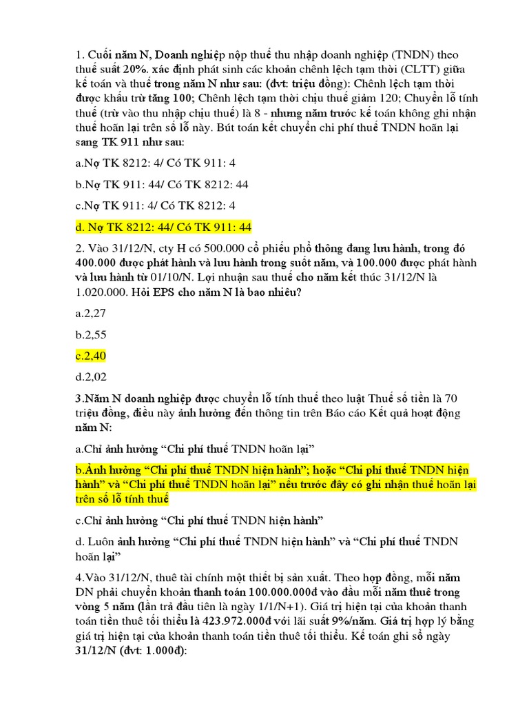 Ôn tập KTTC3A | PDF