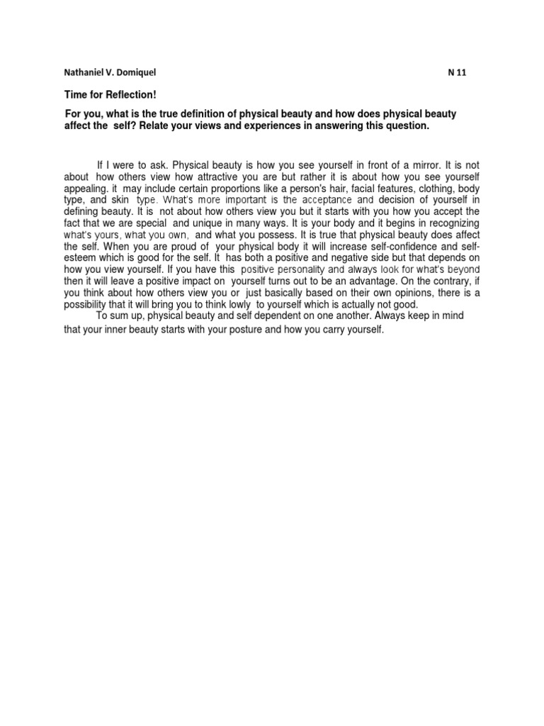 The Physical Self (Reflection) | PDF