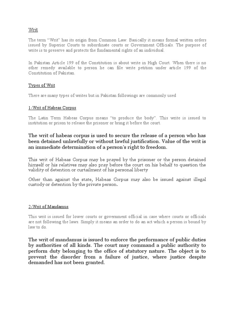 The Prerogative Writs: An Explanation of the Common Law Origins and ...