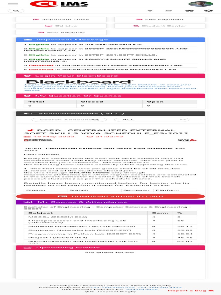 CUIMS Login and Viva Schedule Details | PDF | Information Technology ...