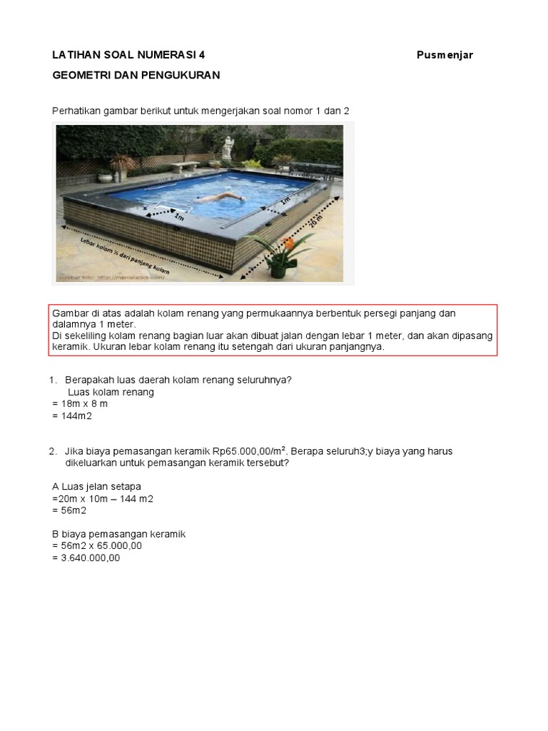 Latihan Numerasi 4 | PDF | Metode & Bahan Ajar | Griya & Taman