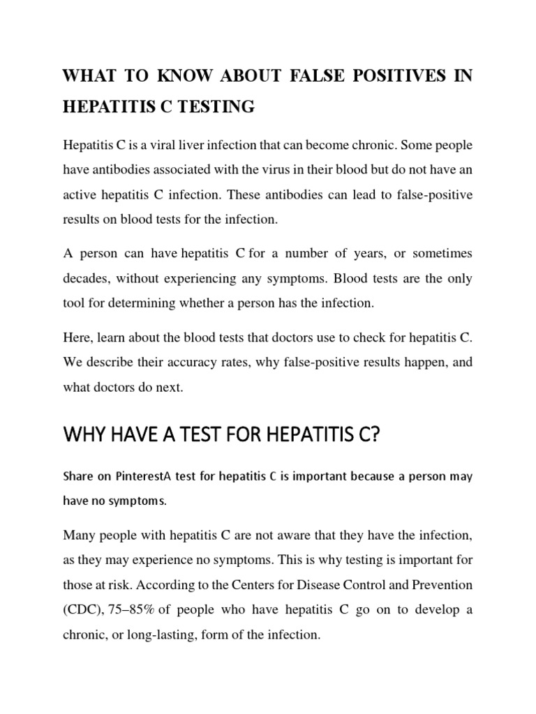 What To Know About False Positives in Hepatitis C Testing | PDF ...