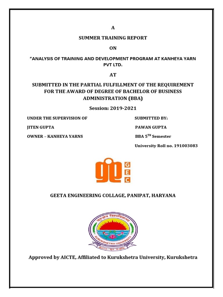 Internship Report by Pawan Gupta | PDF | Mentorship | Lecture