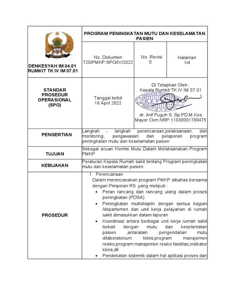 Program PMKP peningkatan mutu pasien | PDF