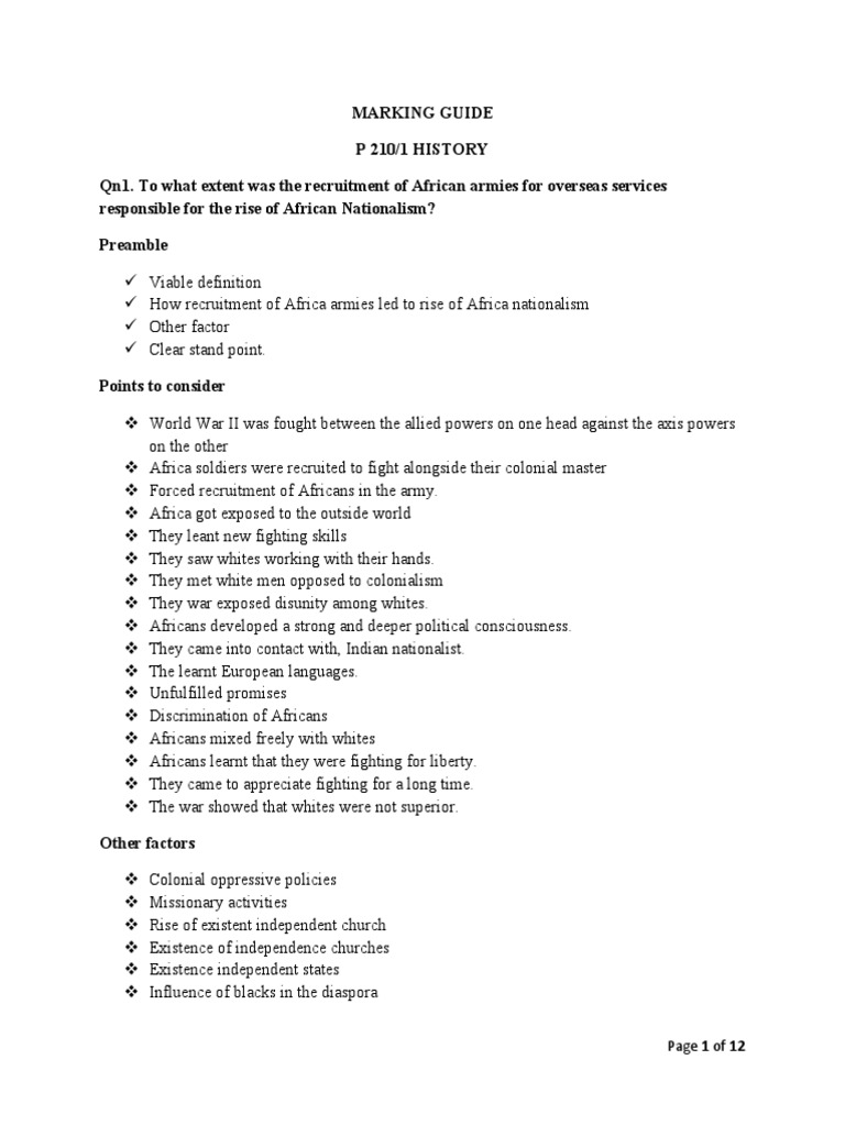 Wakissha Marking Guide 2022 | PDF | Gamal Abdel Nasser | Muammar Gaddafi